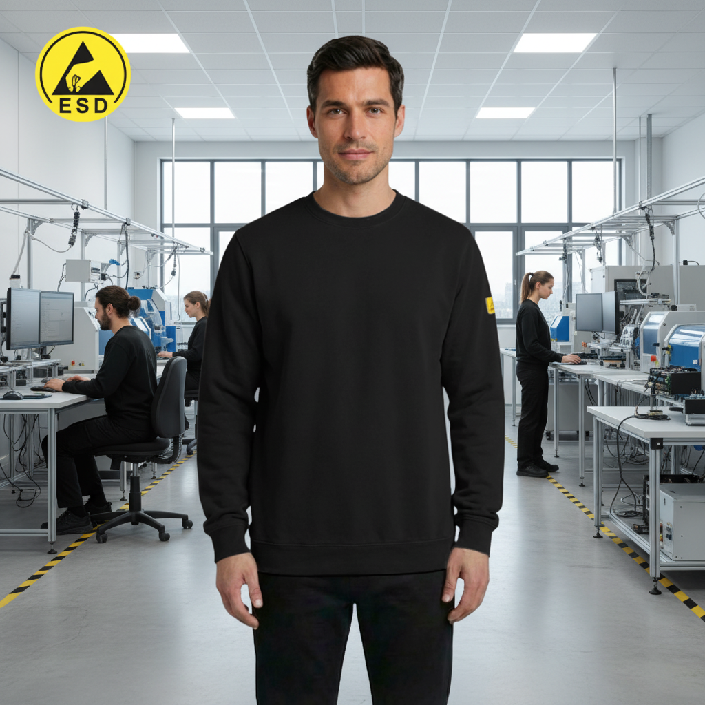 Black ESD Sweatshirt Terry Lined | Unisex Static Dissipative Workwear ...