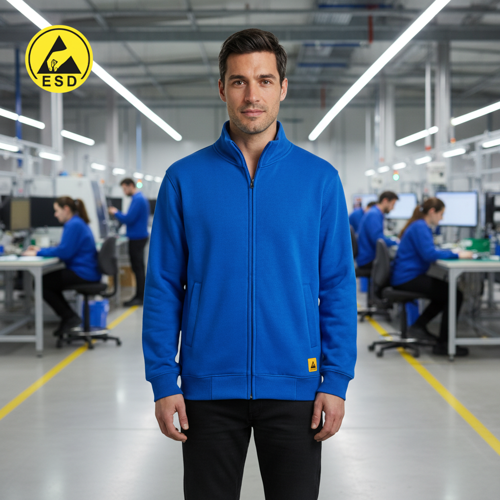 Royal Blue ESD Sweatshirt Full Zip Terry Lined | Unisex Static ...